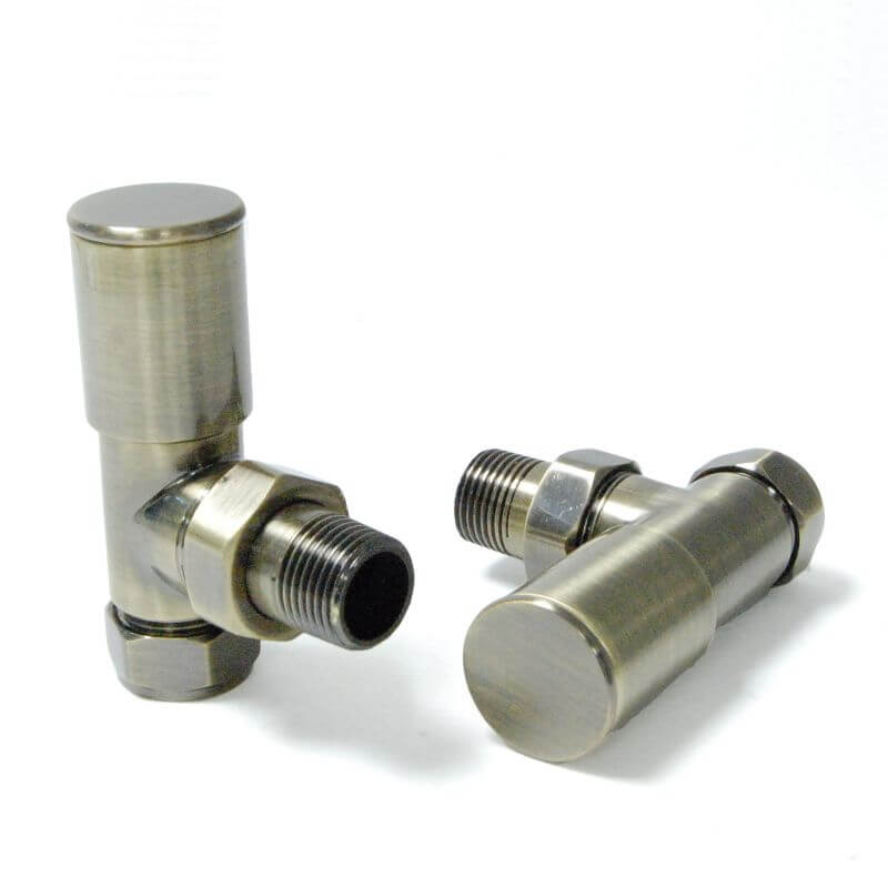 Milan Angled Antique Brass Radiator Valves (Pair) - Poshrads - Designer ...