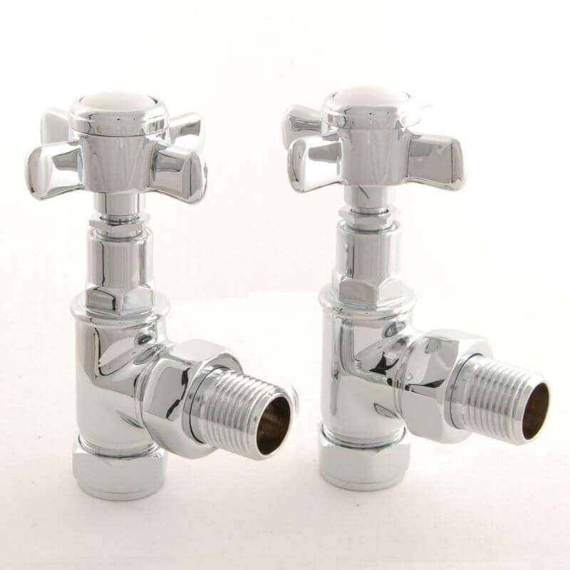 Westminster Cross-head Rad Valves Angled Chrome (pair) - Poshrads