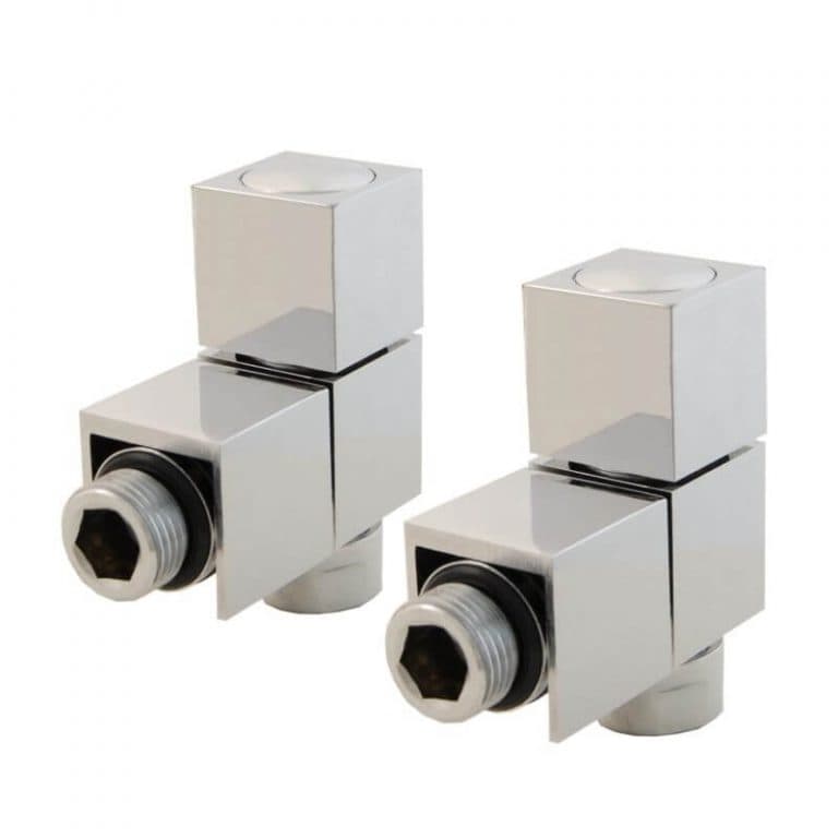 Cube Angled Square Radiator Valves - Chrome | Poshrads