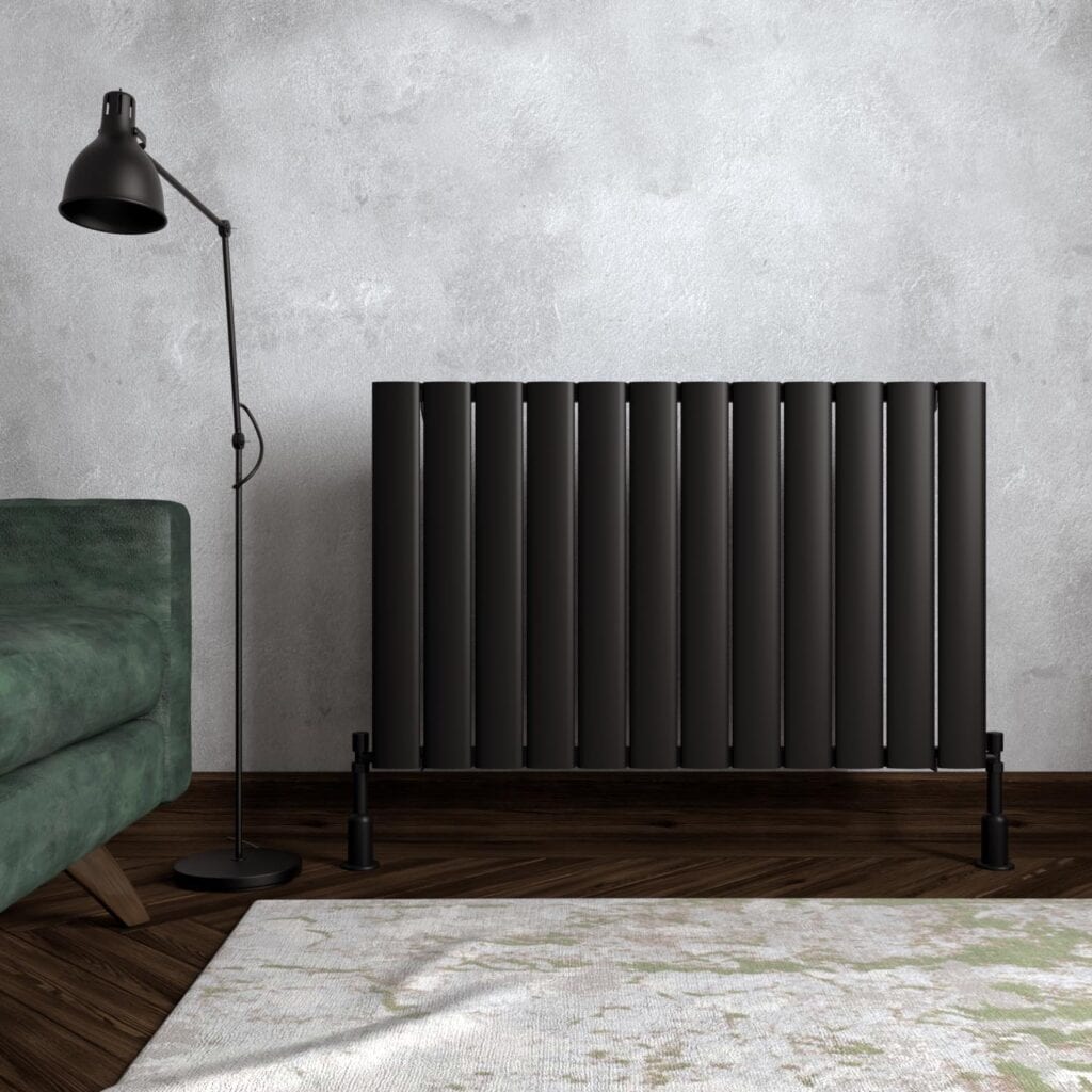 Carisa Elliptic Horizontal Black Designer Radiator | Poshrads