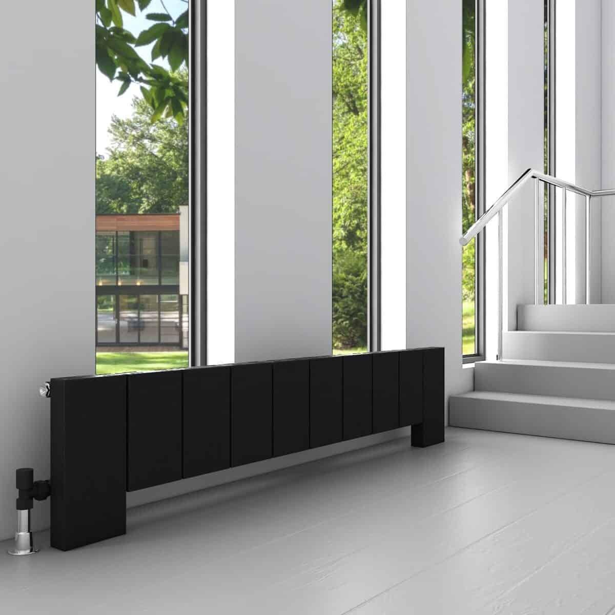 Carisa Elvino Floor Black Designer Radiator | Poshrads