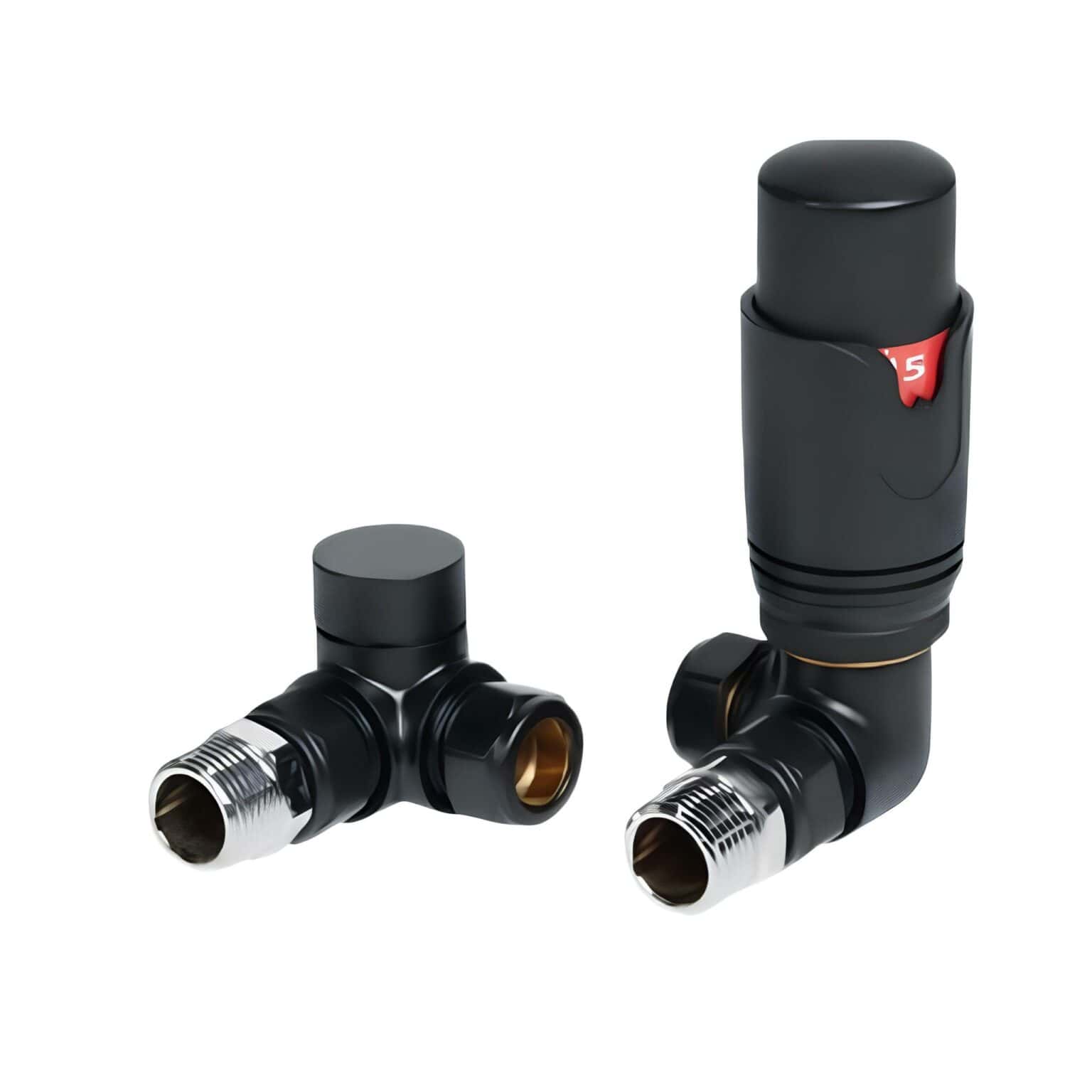 Buy THERMOSTATIC CORNER (DOUBLE ANGLED) VALVES BLACK (B) | Poshrads